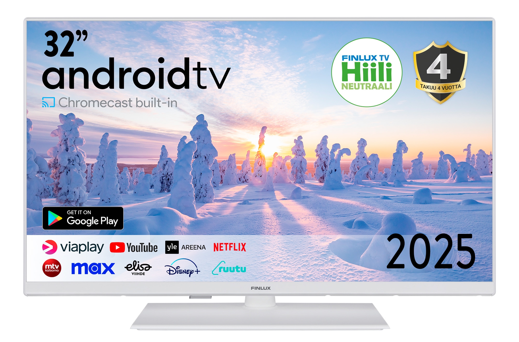 FINLUX 32" G8 valkoinen ANDROID SMART LED-TELEVISIO (2025) 4-VUODEN ...