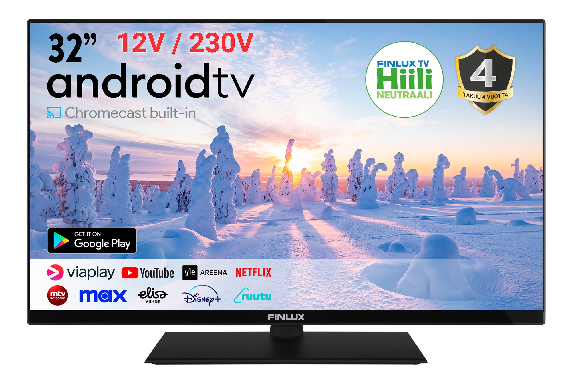 FINLUX 32" M8 ANDROID SMART LED-TELEVISIO 12-voltin tuella (2025) 4 ...