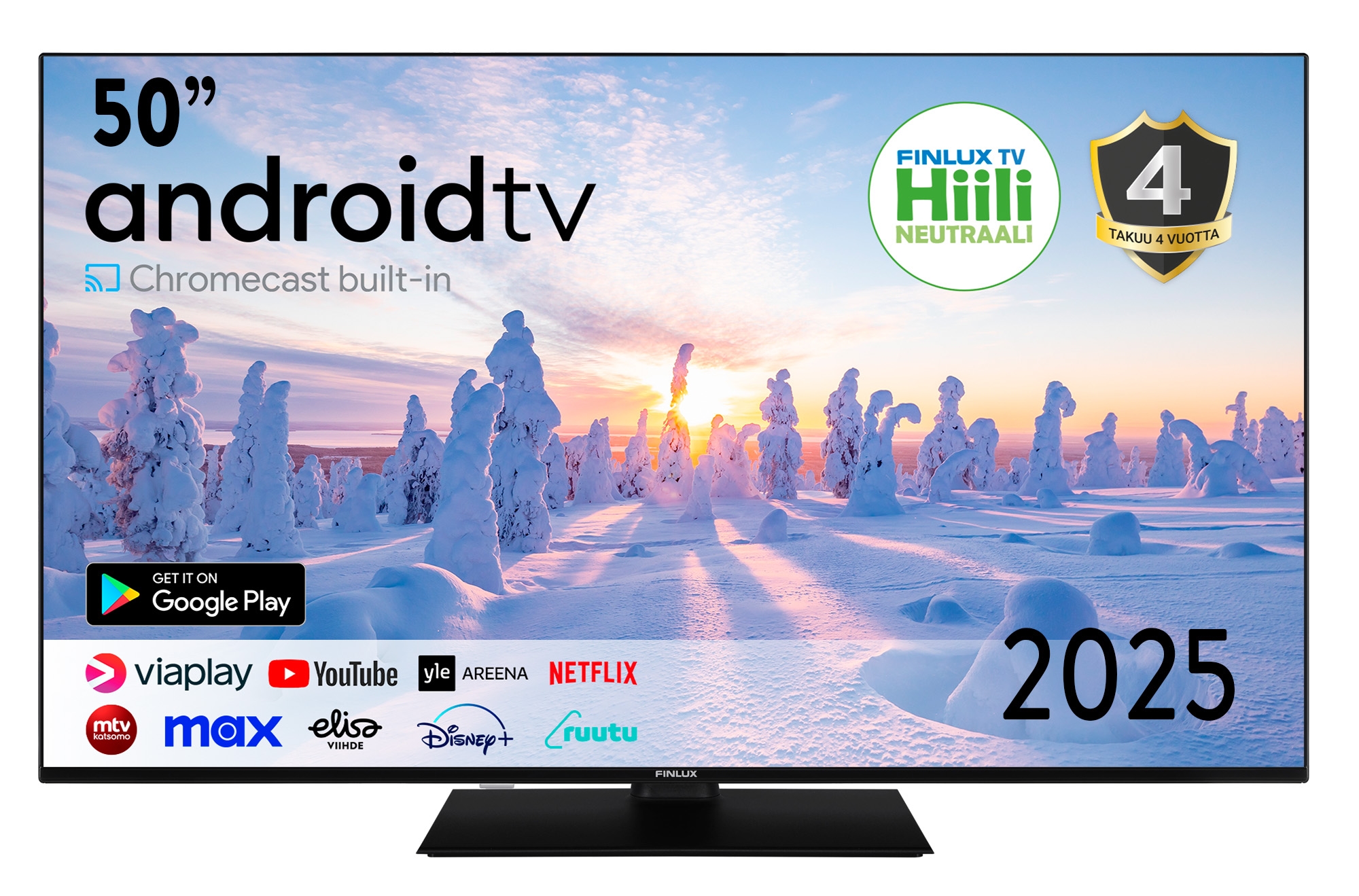 Finlux 50" G9 Android TV (2025) 4-VUODEN TAKUU - Finlux